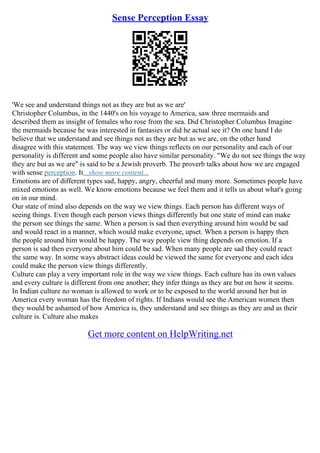 Perception Essay | PDF