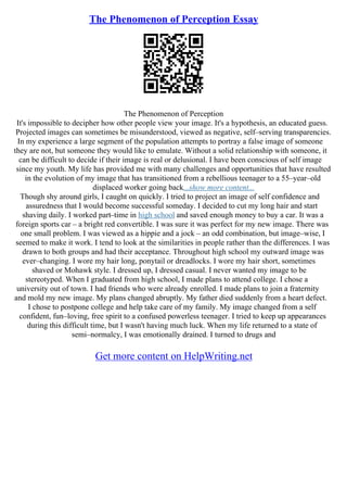 Perception Essay | PDF