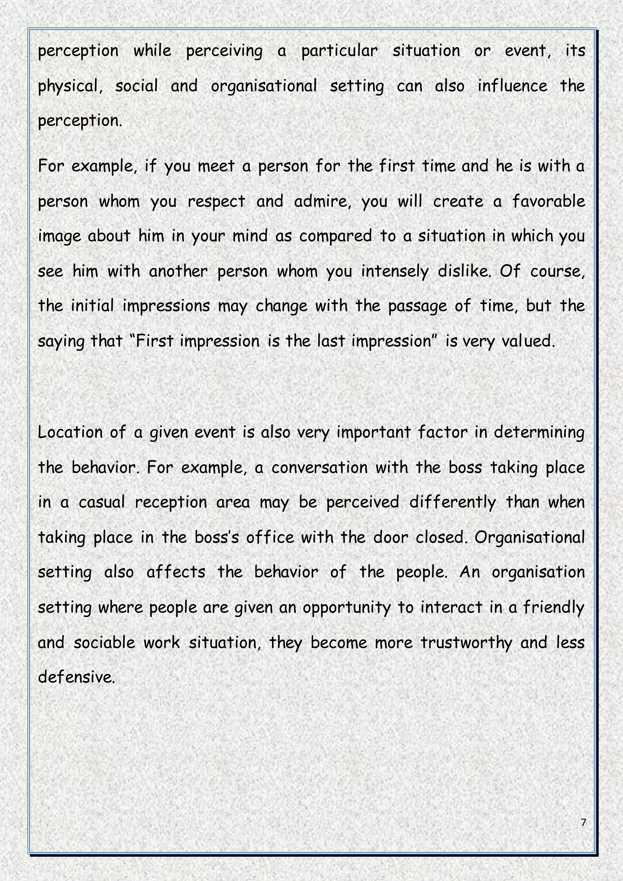 Notes on Perception in organisation Behavior (Notes for BBA/B.com ...