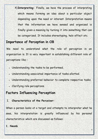 Notes on Perception in organisation Behavior (Notes for BBA/B.com ...