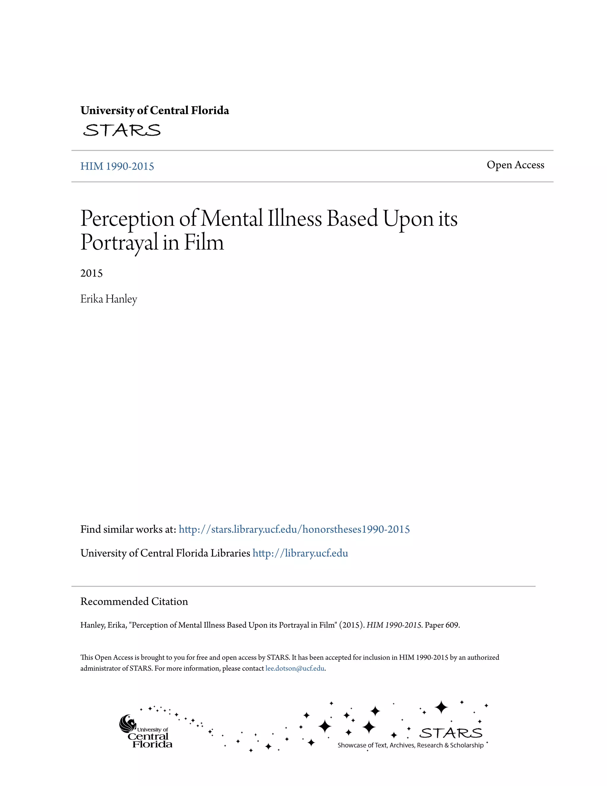 Perception of mental illness based upon its portrayal in film | PDF