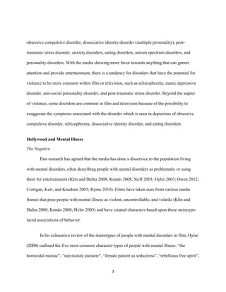 Perception of mental illness based upon its portrayal in film | PDF