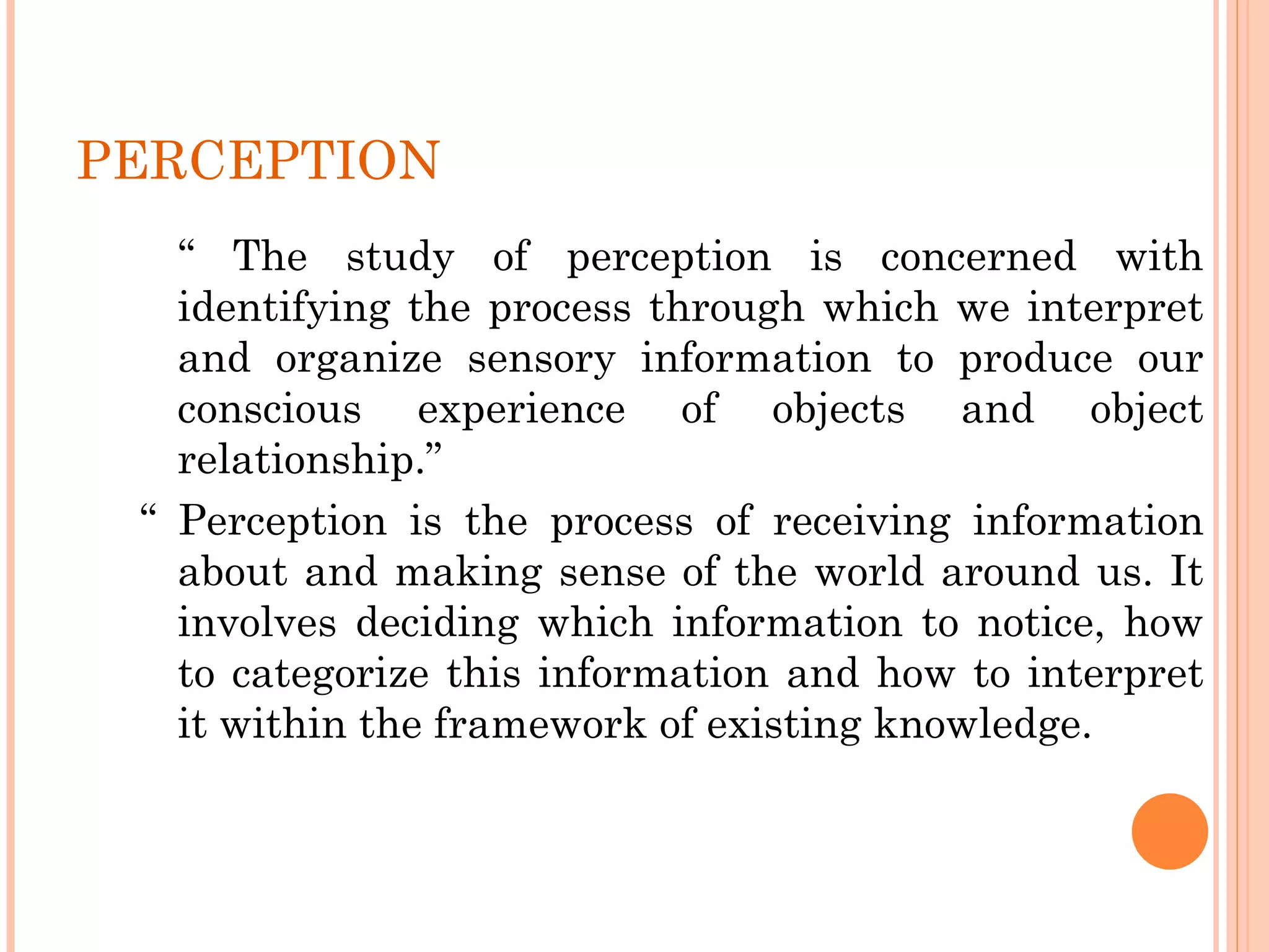 Perception & personality | PPT | Science