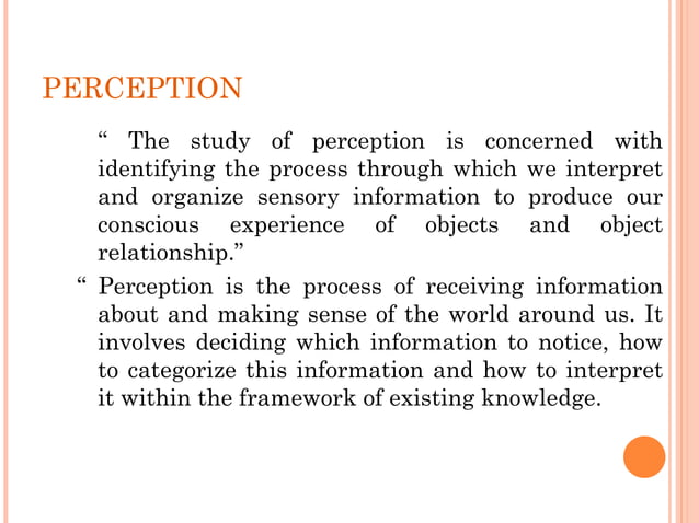 Perception & personality | PPT | Science