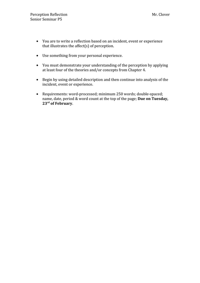 Perception reflection | DOC | Science