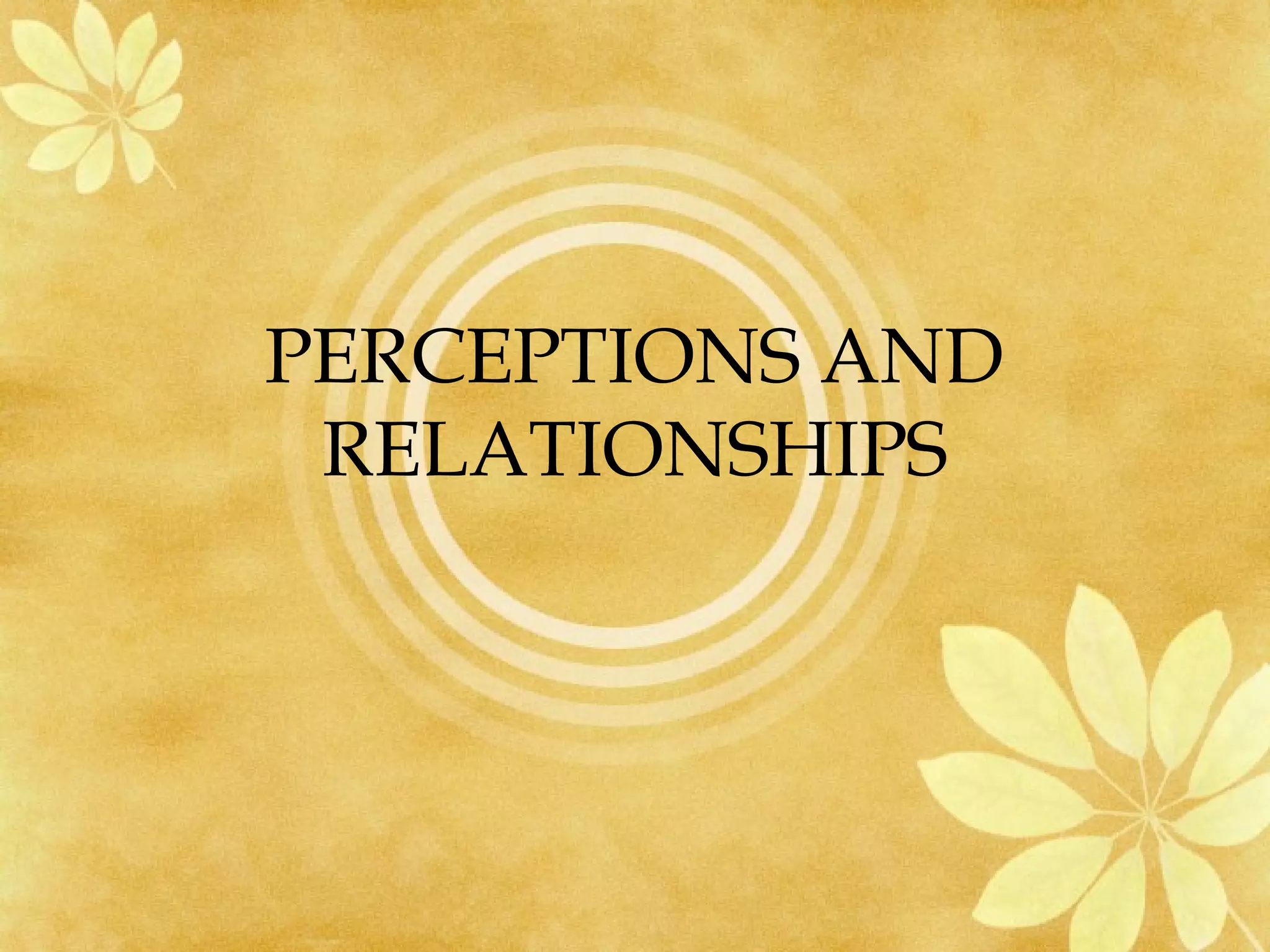 Perceptions and relationships | PPT