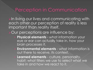 Perception & the influencing factors | PPTX
