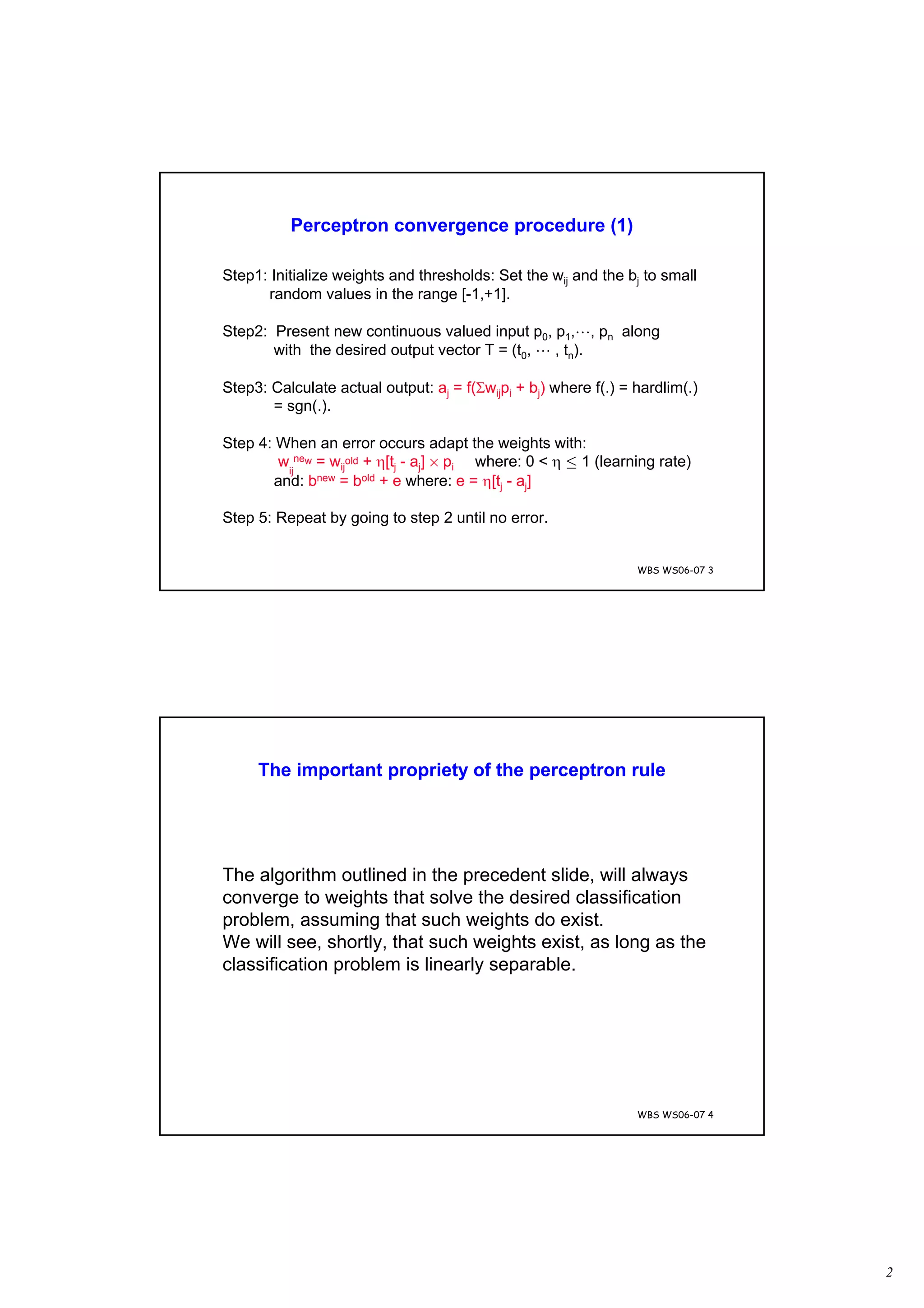 The Perceptron and its Learning Rule | PDF
