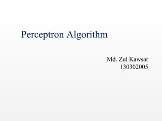 Perceptron algorithm | PPT