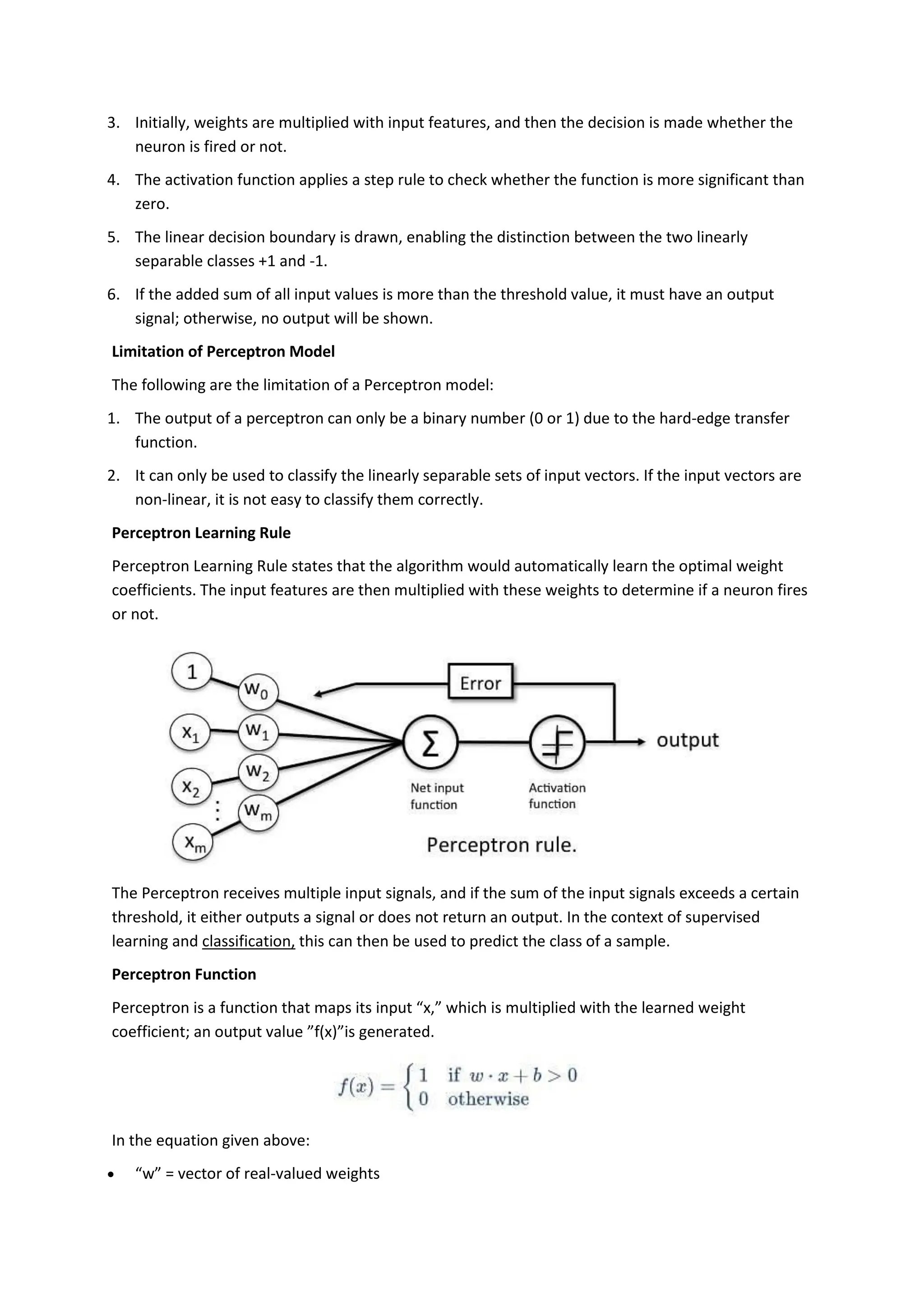 Perceptron Study Material with XOR example | PDF