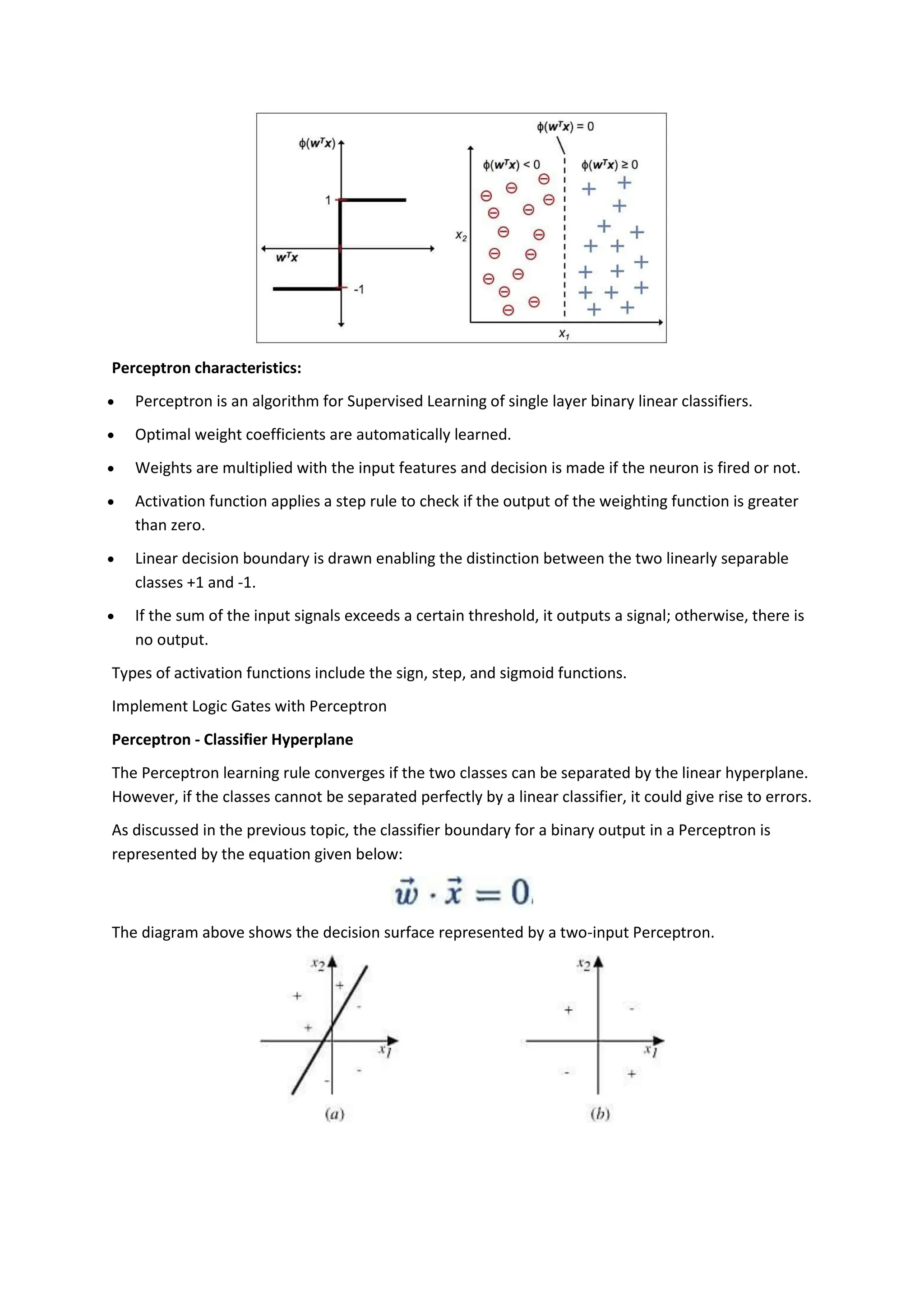 Perceptron Study Material with XOR example | PDF