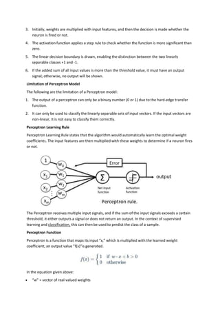 Perceptron Study Material with XOR example | PDF