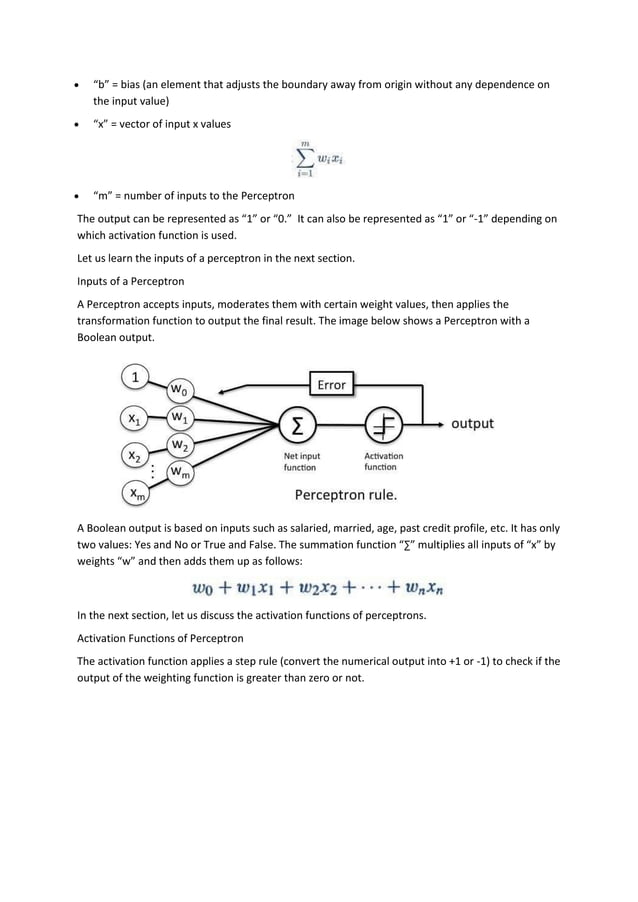 Perceptron Study Material with XOR example | PDF