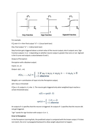 Perceptron Study Material with XOR example | PDF