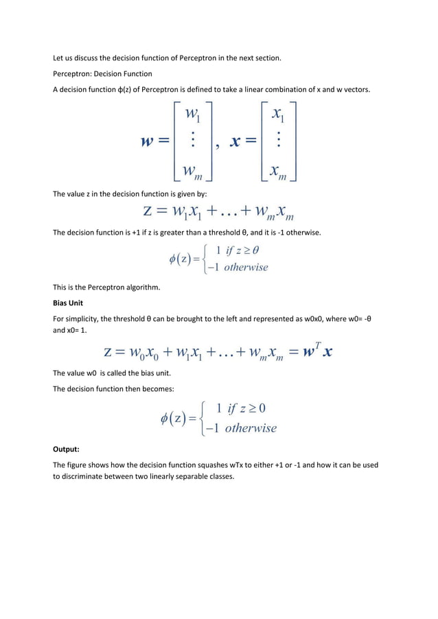 Perceptron Study Material with XOR example | PDF