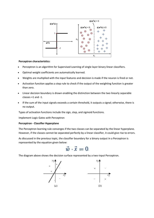 Perceptron Study Material with XOR example | PDF
