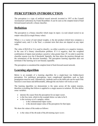 Perceptron working | PDF