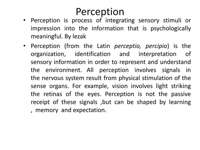 Perceptual and cognitive disorder | PPTX