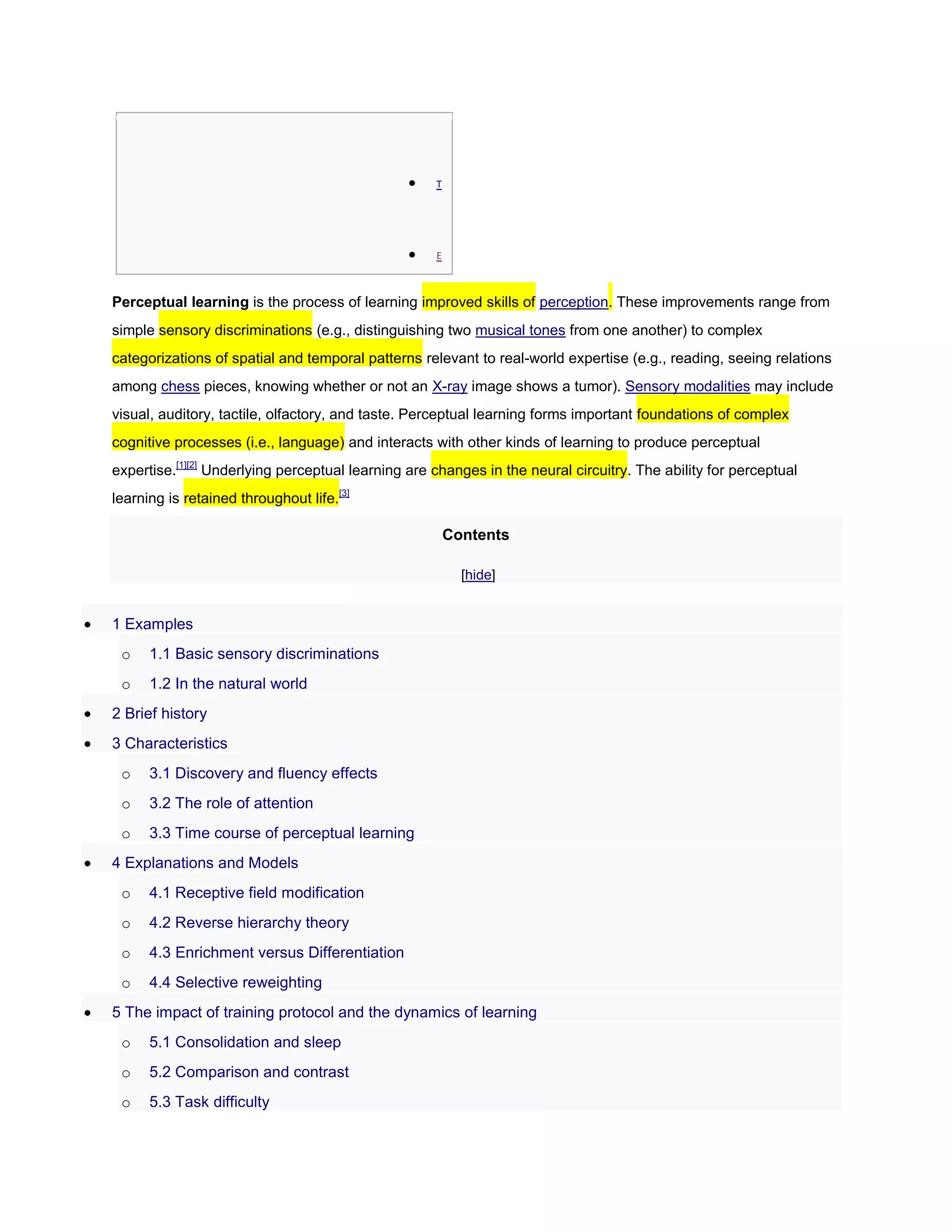 Perceptual learning | DOCX