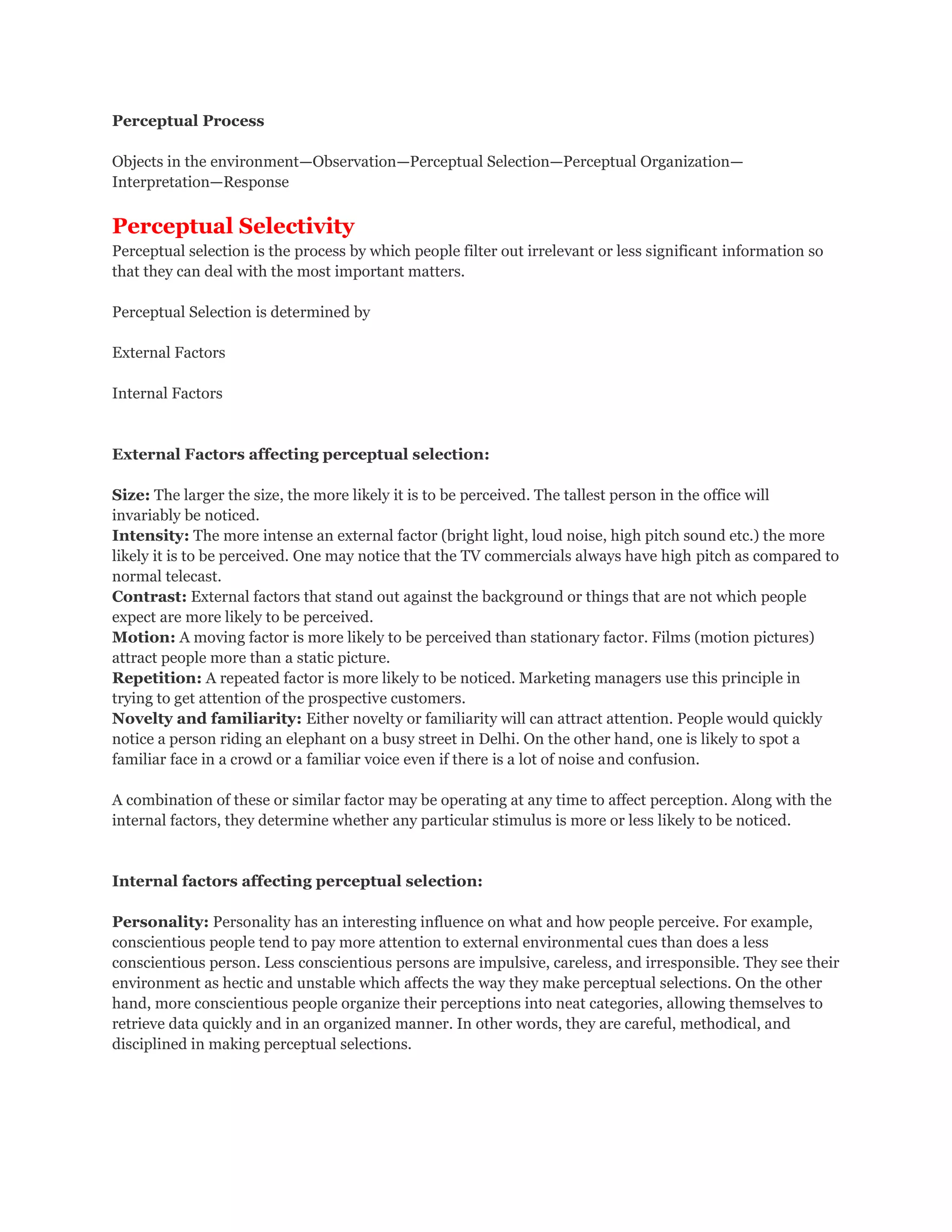 Perceptual process | DOCX
