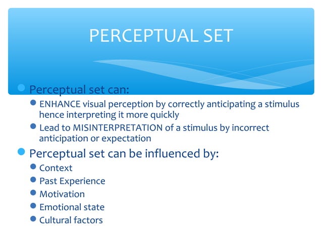 Perceptual set and illusions 2013 | PPT