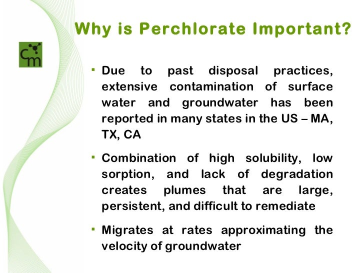 Summary of Perchlorate presented at Watertech 2008