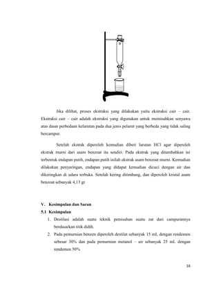Percobaan 1 Destilasi dan Ekstraksi | DOCX
