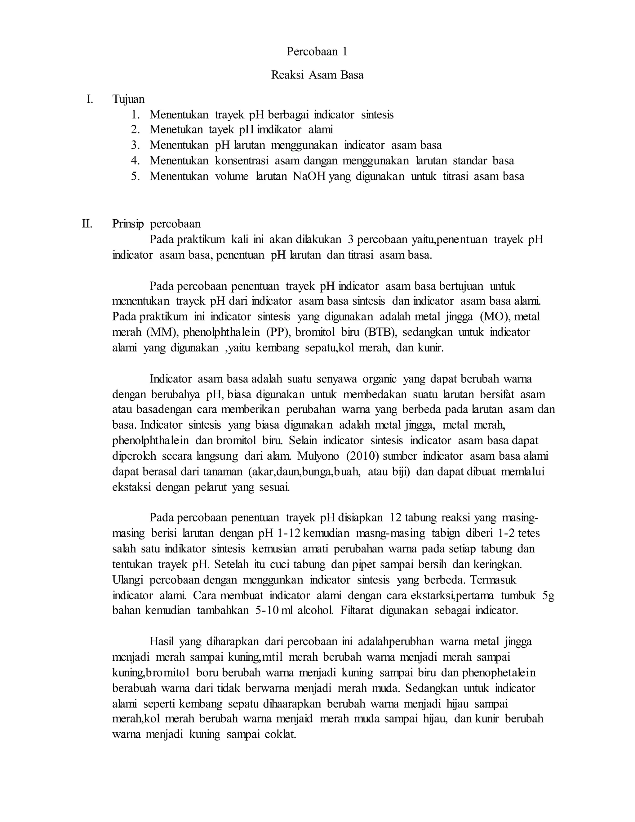 Laporan Praktikum Asam Basa | DOCX