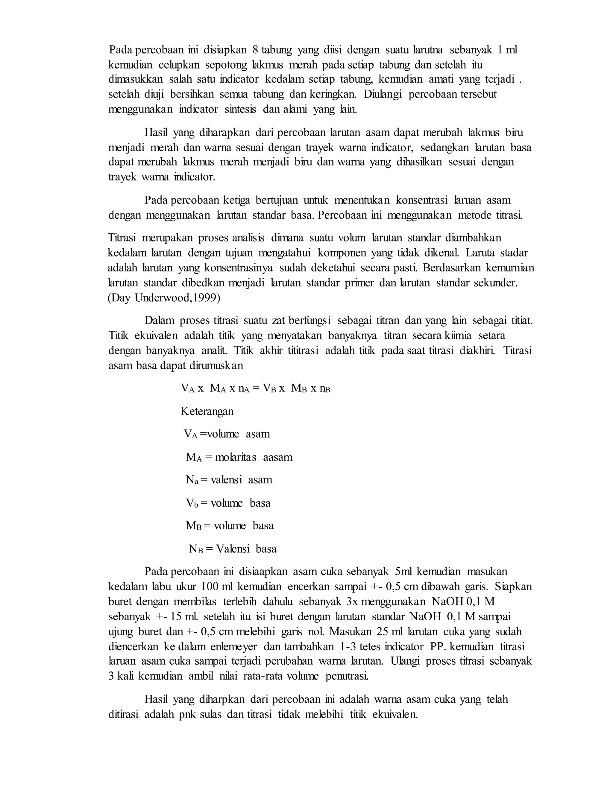 Laporan Praktikum Asam Basa | DOCX