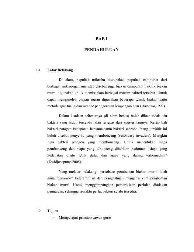 Percobaan 4 (pembuatan biakan murni) | DOCX