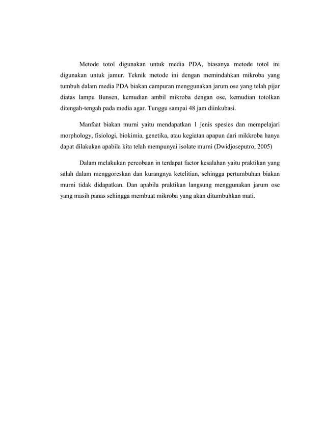 Percobaan 4 (pembuatan biakan murni) | DOCX