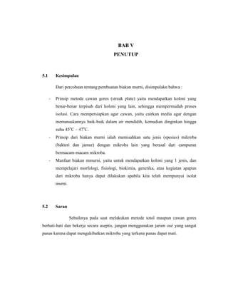 Percobaan 4 (pembuatan biakan murni) | DOCX