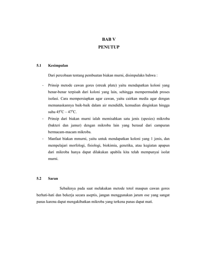 Percobaan 4 (pembuatan biakan murni) | DOCX