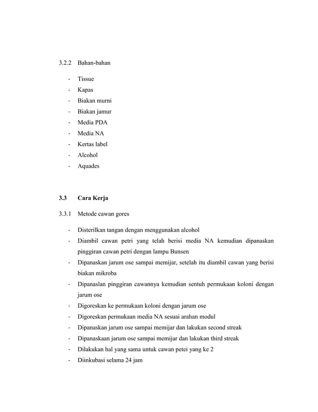 Percobaan 4 (pembuatan biakan murni) | DOCX