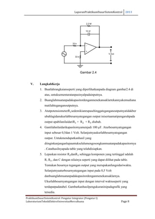 Laporan Dasar Sistem Kontrol (Pengatur Integrator) | DOCX