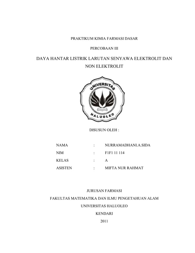 laporan daya hantar listrik larutan elektrolit dna non elektrolit | DOCX