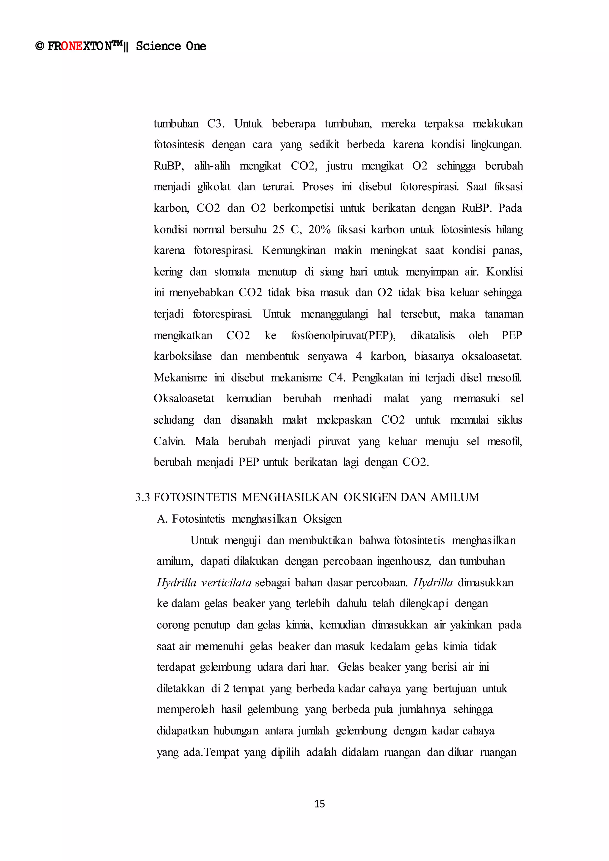 Percobaan ingenhousz dan sach | PDF