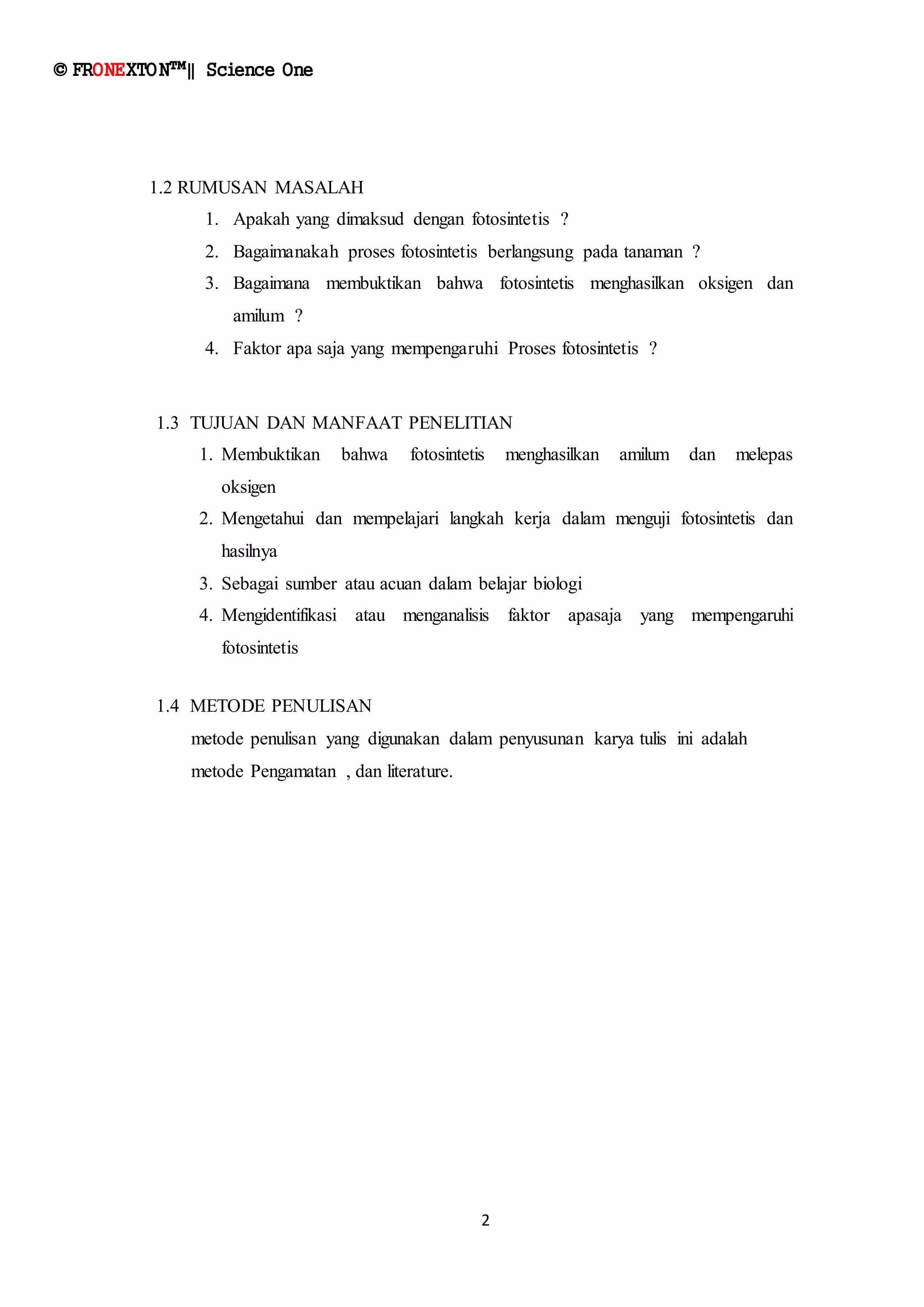 Percobaan ingenhousz dan sach | PDF