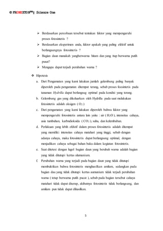 Percobaan ingenhousz dan sach | PDF