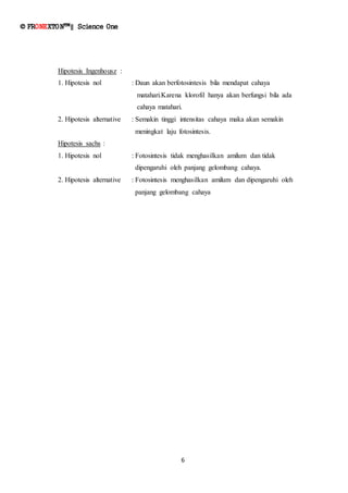 Percobaan ingenhousz dan sach | PDF