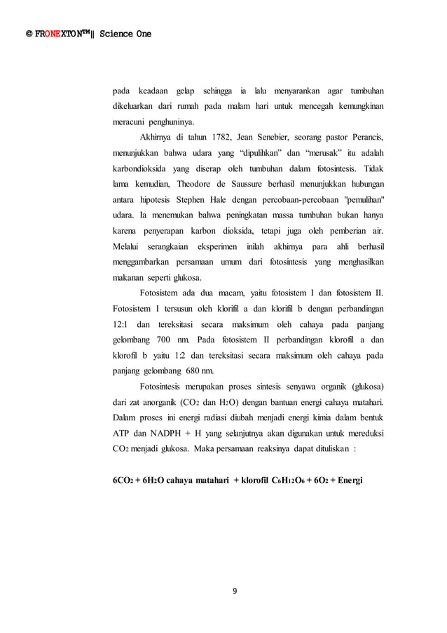 Percobaan ingenhousz dan sach | PDF