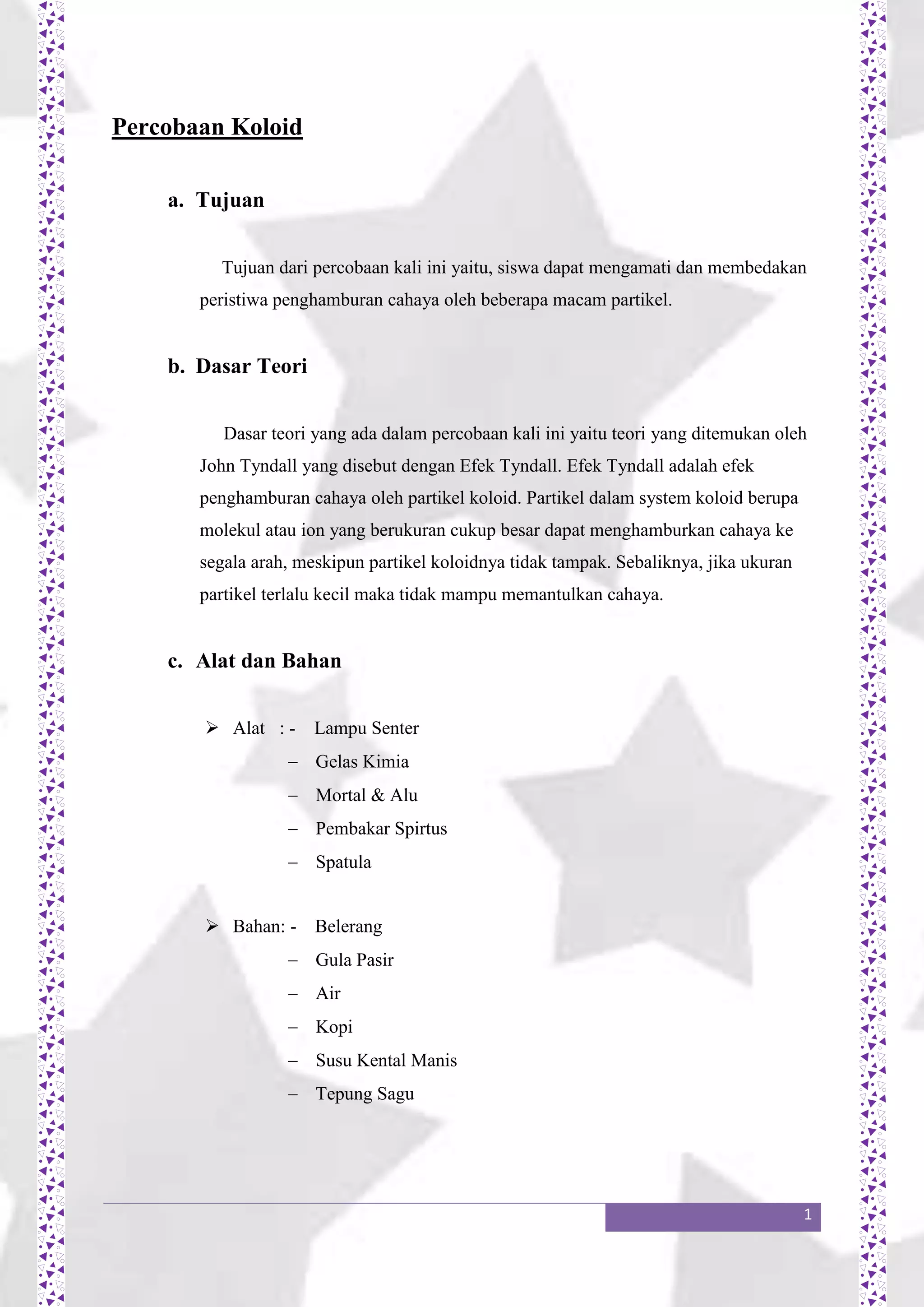 makalah Percobaan koloid | DOCX
