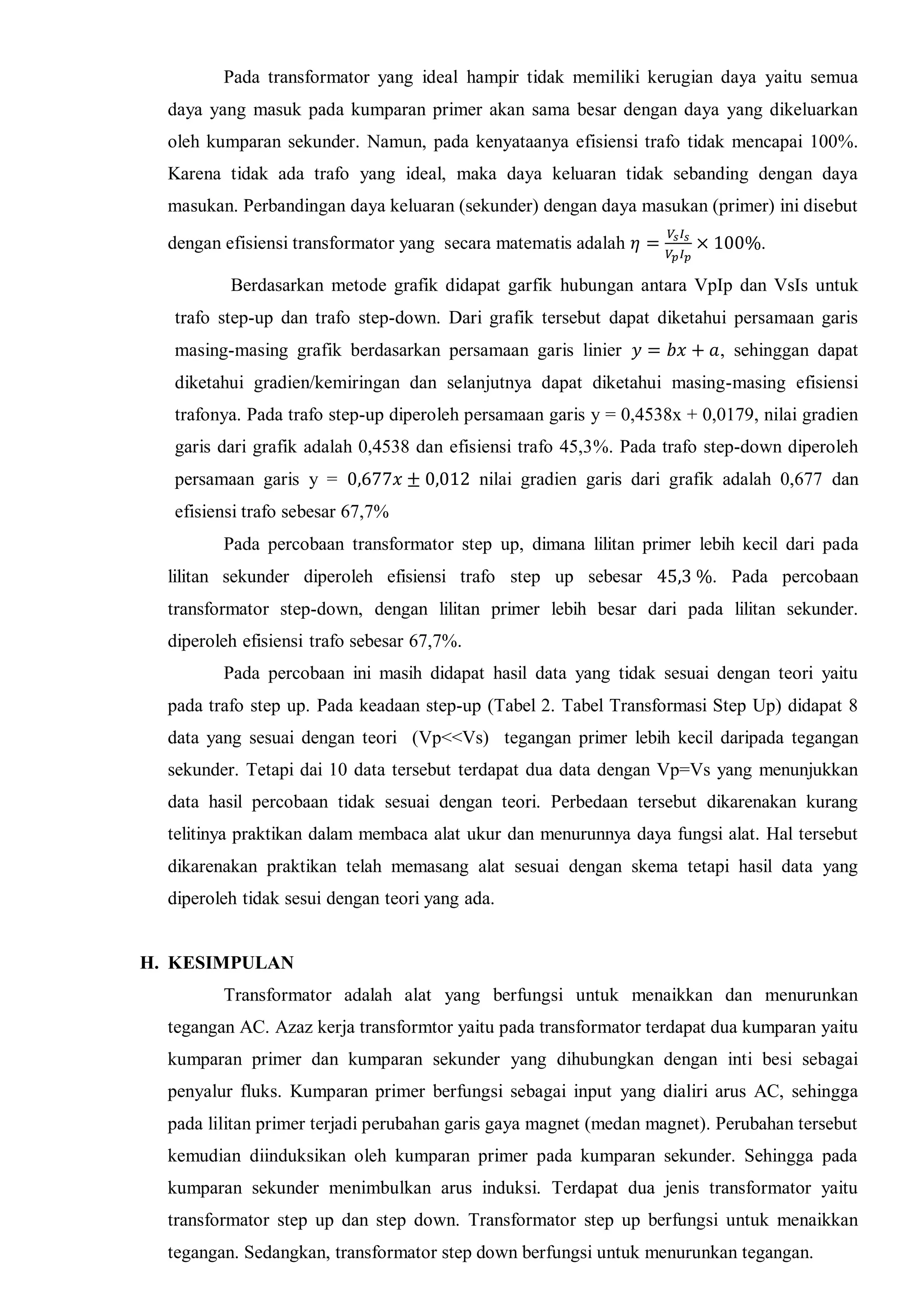 Percobaan transformator ana kinanti | PDF