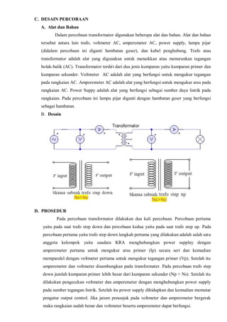 Percobaan transformator ana kinanti | PDF