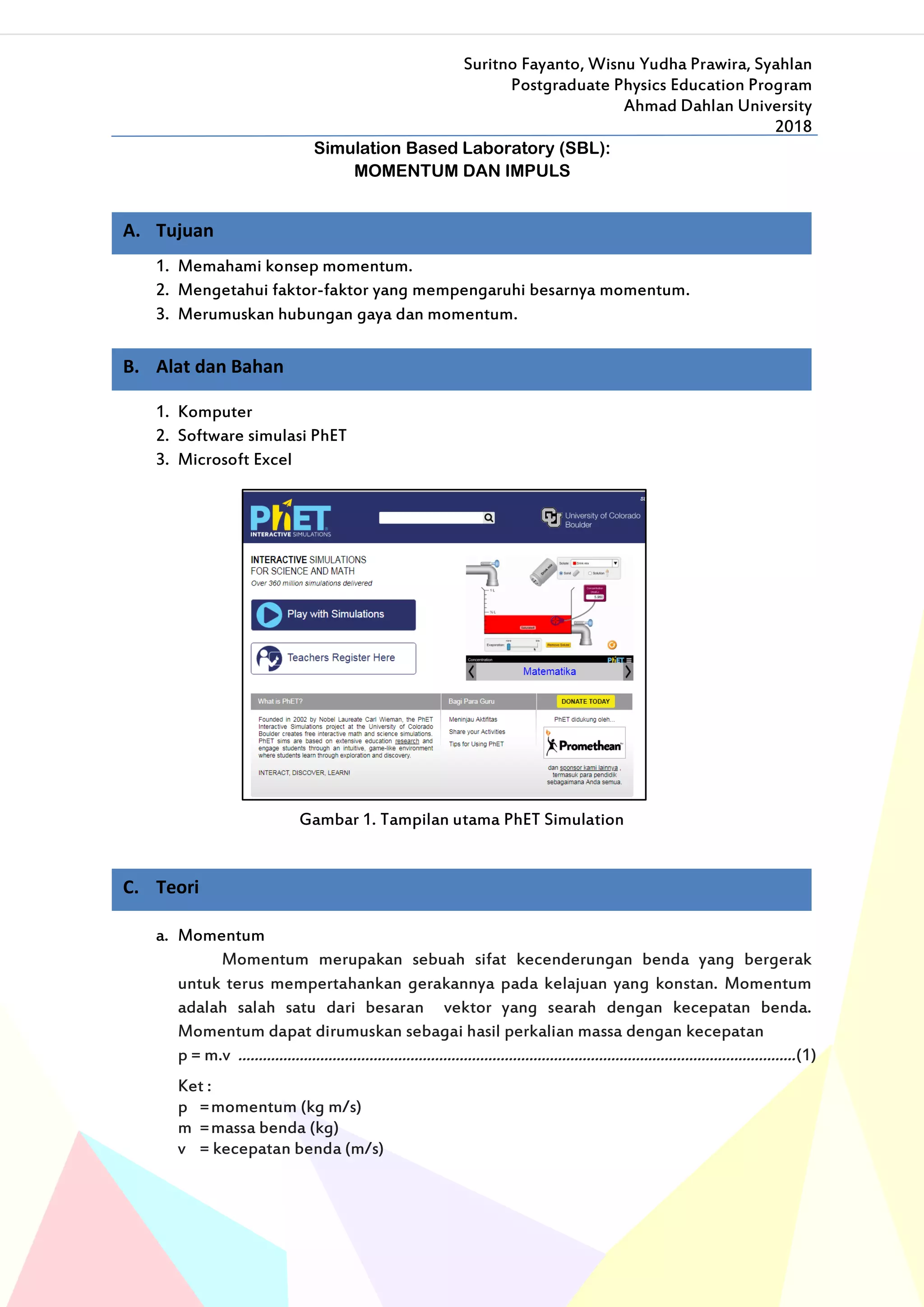 Percobaan tumbukan simulation based laboratory | PDF