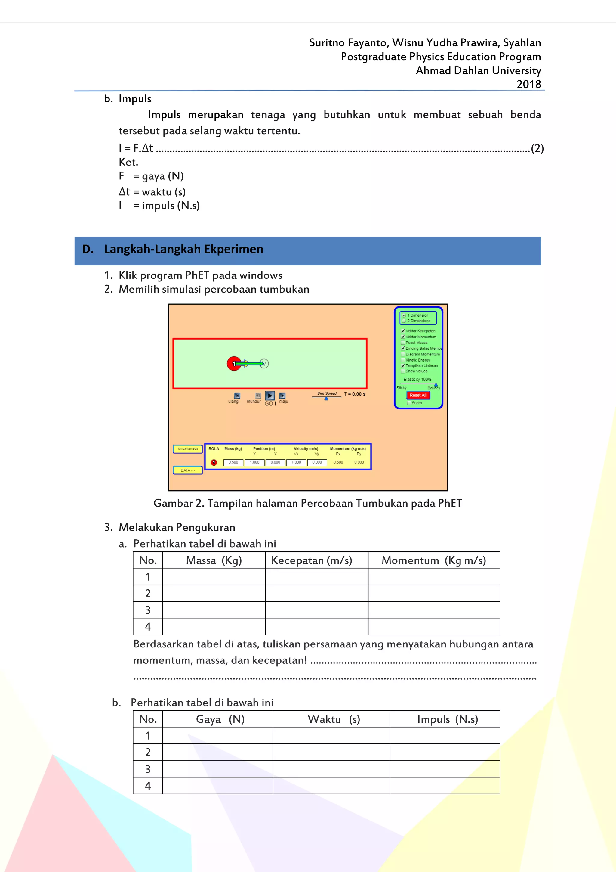Percobaan tumbukan simulation based laboratory | PDF