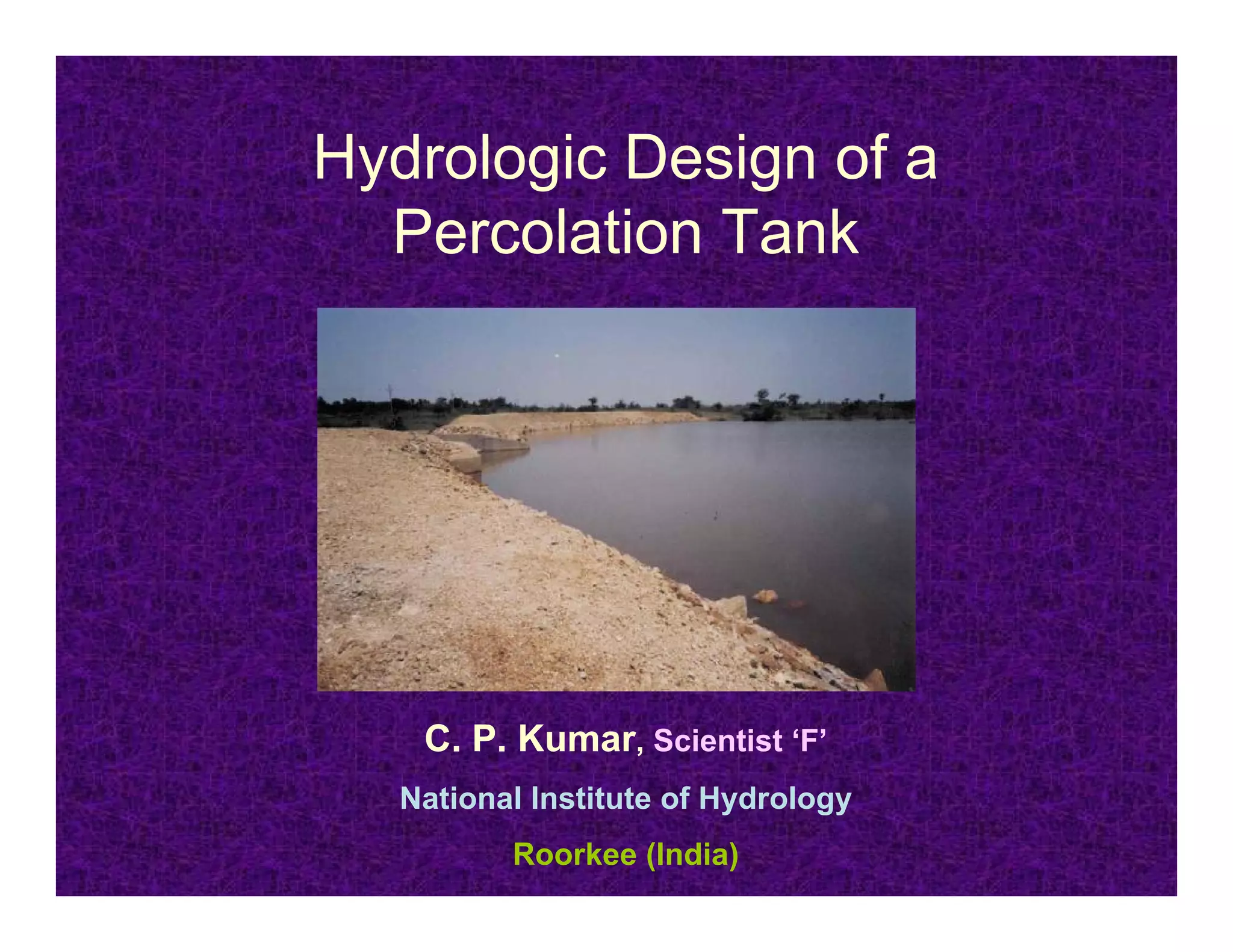 Hydrologic Design of a Percolation Tank | PDF