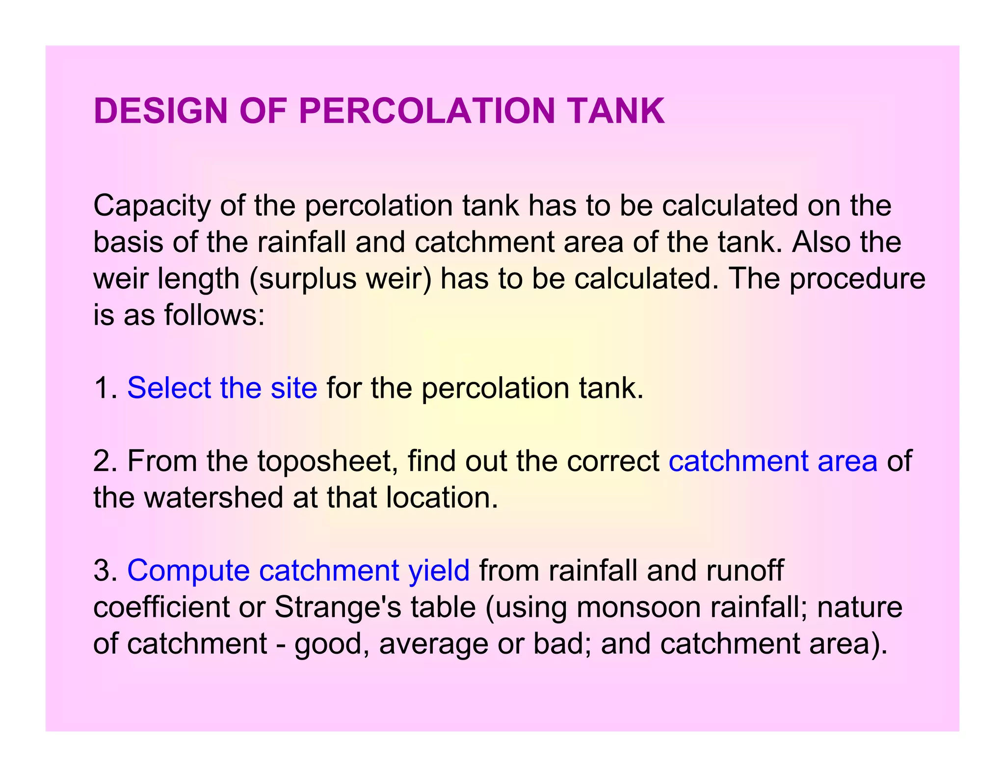 Hydrologic Design of a Percolation Tank | PDF