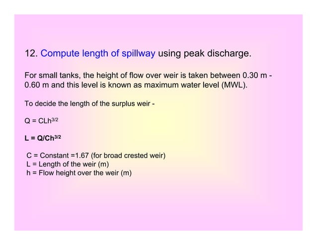 Hydrologic Design of a Percolation Tank | PPT