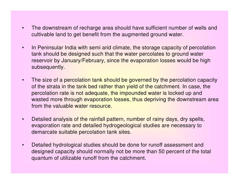 Hydrologic Design of a Percolation Tank